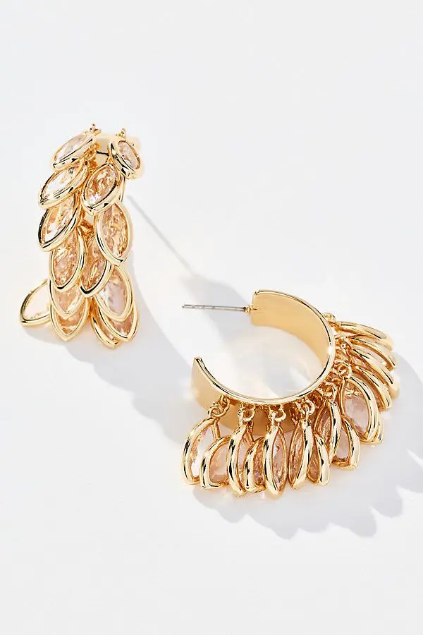 Anthropologie Layered Drop Hoop Earrings - Gold