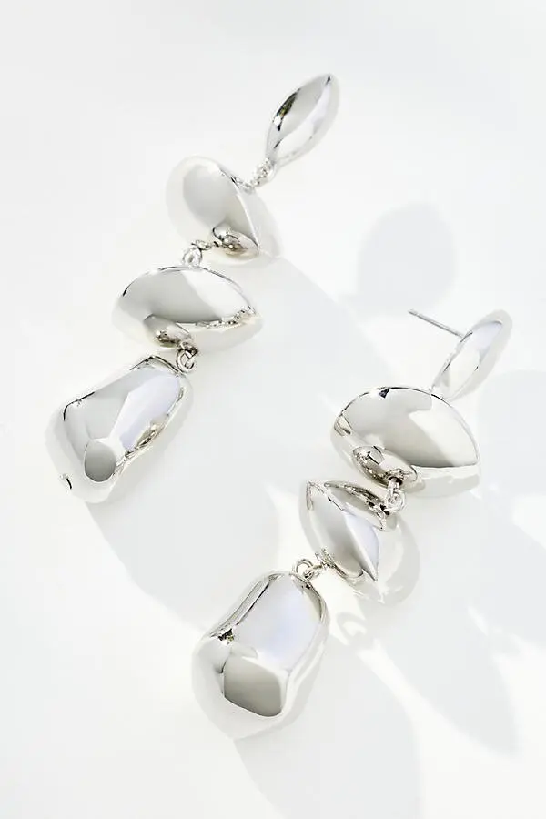 Anthropologie Multi Shaped Drop Earrings - Silver