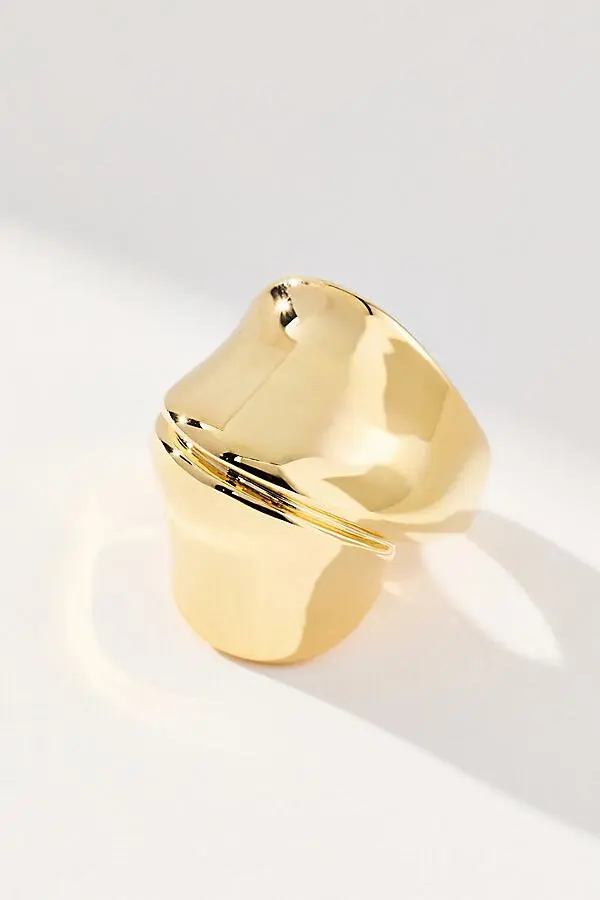 Anthropologie Molten Wrap Cocktail Ring - Gold