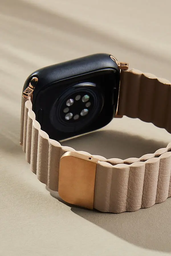 POSH TECH Dakota Magnetic Leather Apple Watch Band - Khaki