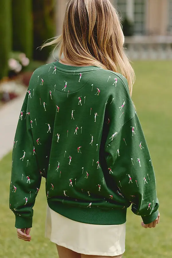 Beach Riot Devyn Oversized Crew-neck Sweatshirt - Green Pattern
