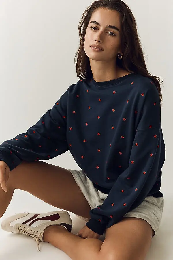Beach Riot Devyn Oversized Crew-neck Sweatshirt - Navy