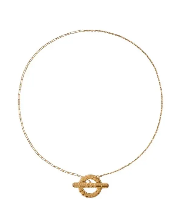 Burberry Check Granulation T-bar Necklace