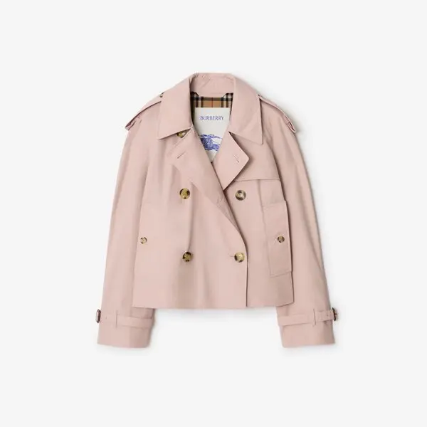 Burberry Cropped Mayfair Trench Jacket - Pale Sugar Pink