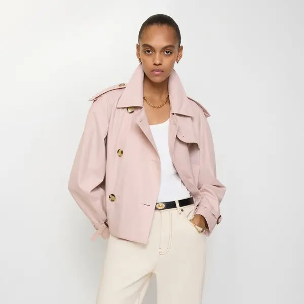 Burberry Cropped Mayfair Trench Jacket - Pale Sugar Pink