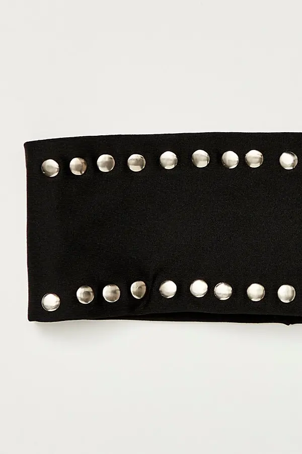 Free People Abbey Studded Headband - Black With Silver Studs
