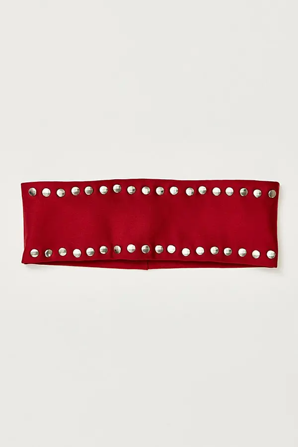 Free People Abbey Studded Headband - Burgundy With Silver