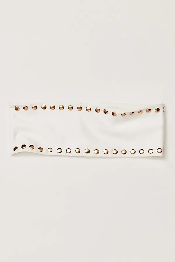 Free People Abbey Studded Headband - Ivory With Gold Studs