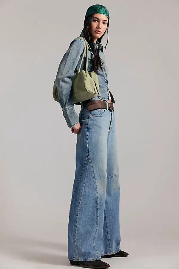 Free People We The Free Sammy Denim Zip-up Top