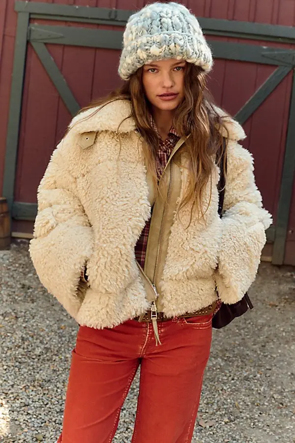 Free People Oversized Teddy Jacket - Tan
