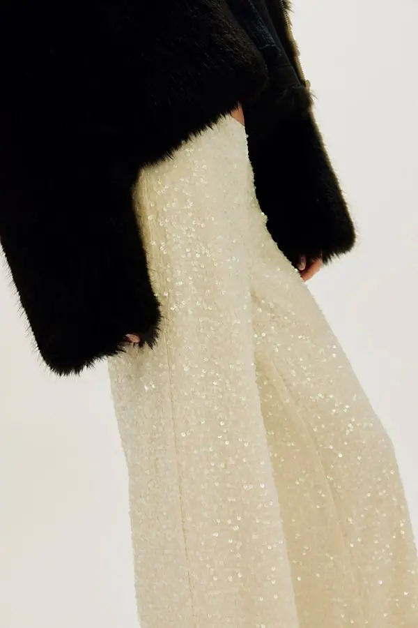 Free People Sequin Wide-leg Trousers - Ivory