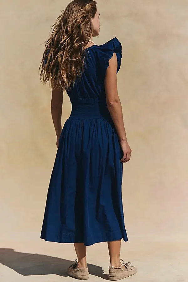 Free People Bring The Bubble Midi Dress - Poseidon