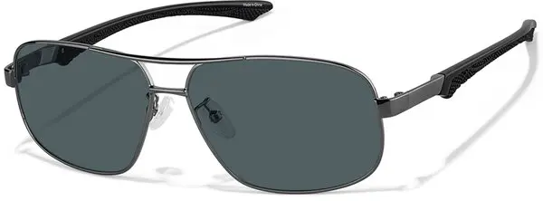 Zenni Sporty Aviator Sunglasses With Stainless Steel Full Rim Frame - Gunmetal Gray