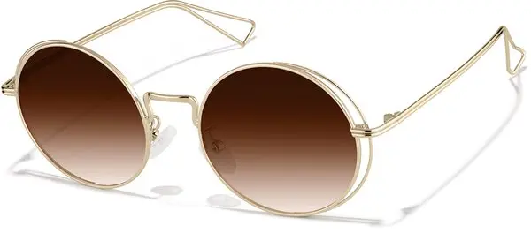 Zenni Metal Full Rim Round Frame Sunglasses - Gold