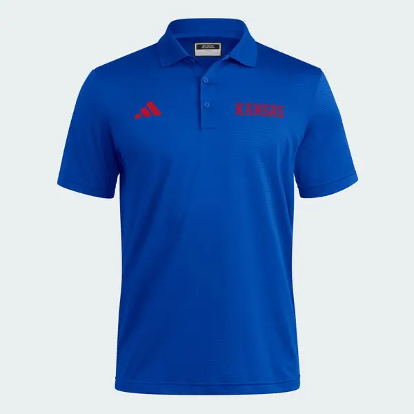 Adidas Kansas Jayhawks Coaches Ottoman Polo - Royal Blue / Team Power Red
