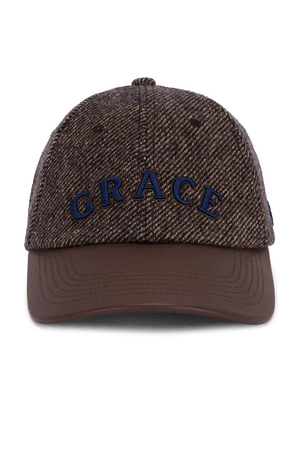 WALES BONNER Grace Wool Cap - Grey Melange & Brown