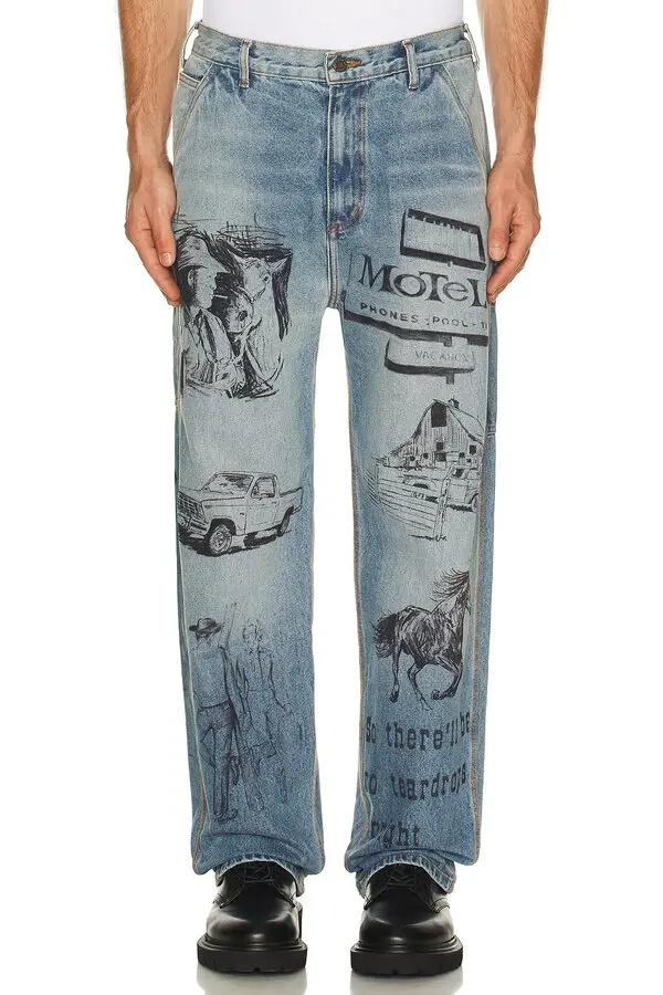 ONE OF THESE DAYS All Over Print Painters Pant
