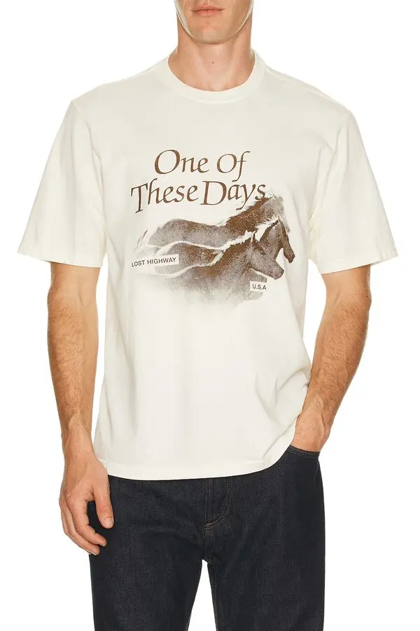 ONE OF THESE DAYS Lost Highway Tee In White - Bone