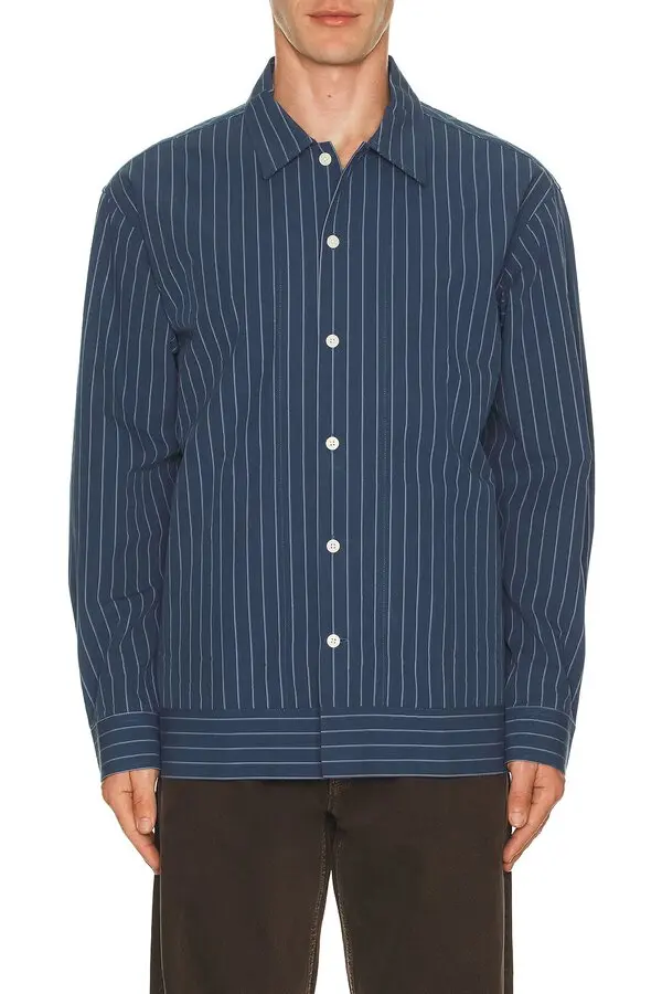 Nn07 Reed Stripe Overshirt Shacket In Blue