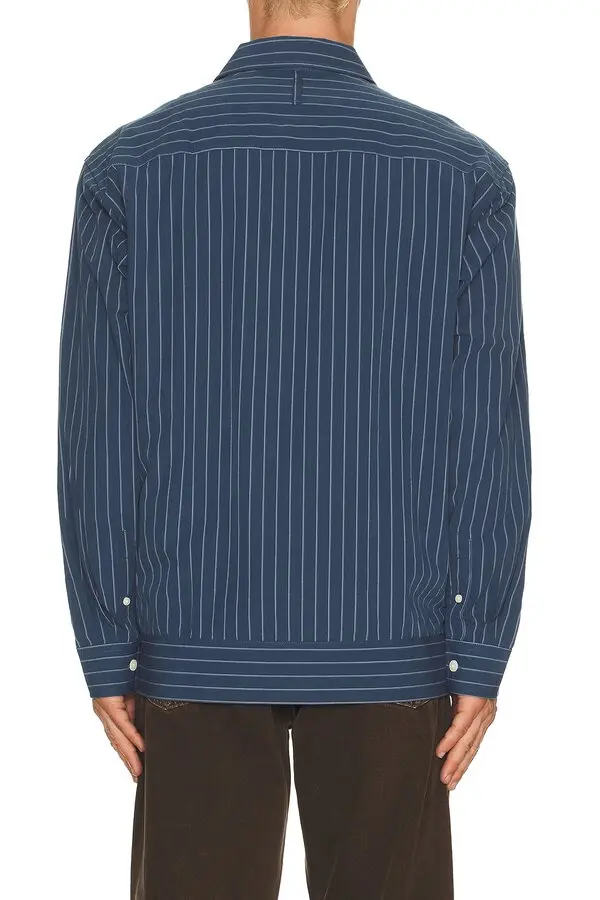 Nn07 Reed Stripe Overshirt Shacket In Blue