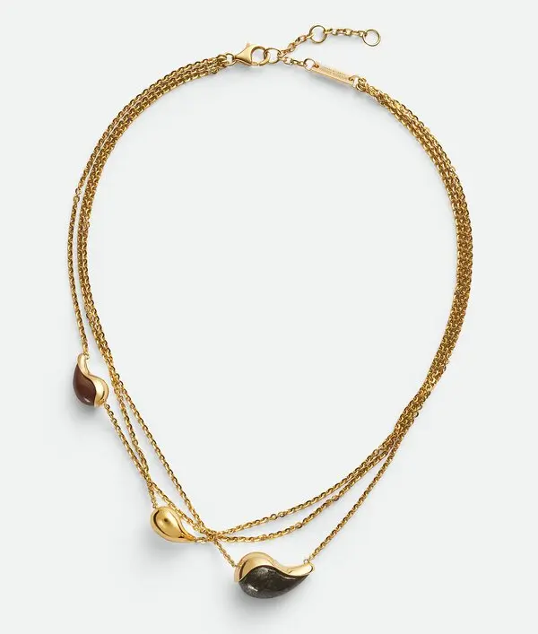 BOTTEGA  VENETA Drop Marble Necklace - Wood/green Marble