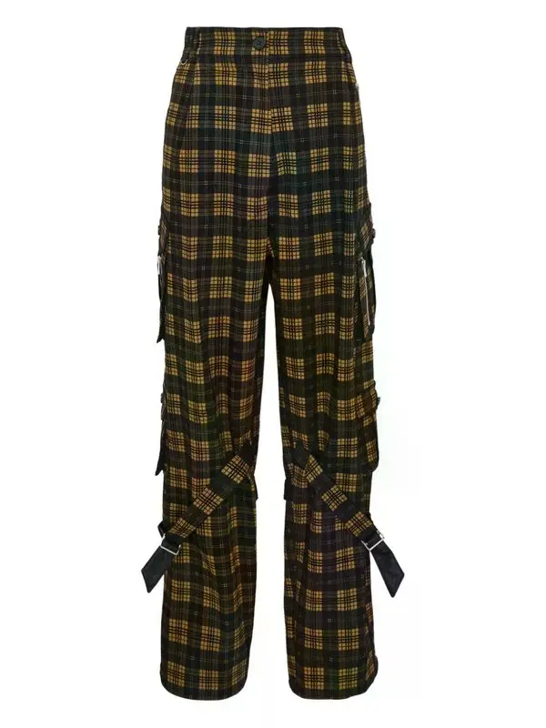 GRACE ELWOOD Checked Cargo Trousers - Black