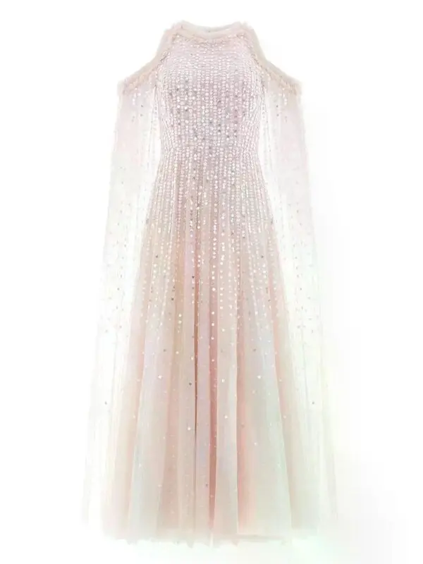NEEDLE & THREAD Sequin-embellished Midi Dress - Neutrals