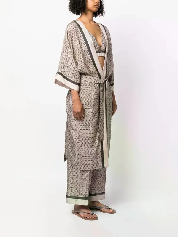 Brunello Cucinelli Geometric-print Silk Wrap Coat