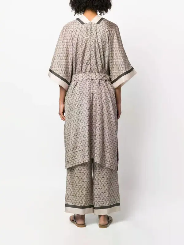 Brunello Cucinelli Geometric-print Silk Wrap Coat