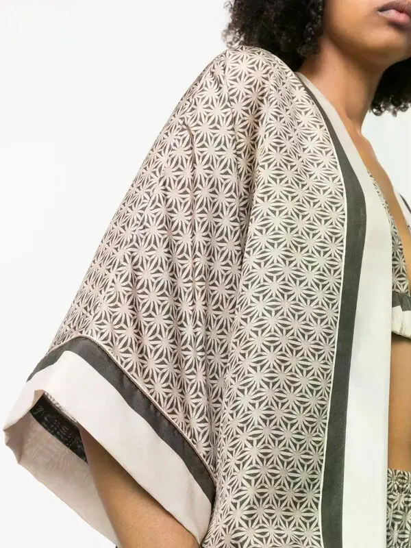 Brunello Cucinelli Geometric-print Silk Wrap Coat