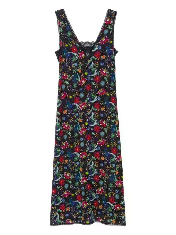 Zadig&Voltaire Renzo Lace Floral Midi Dress - Black