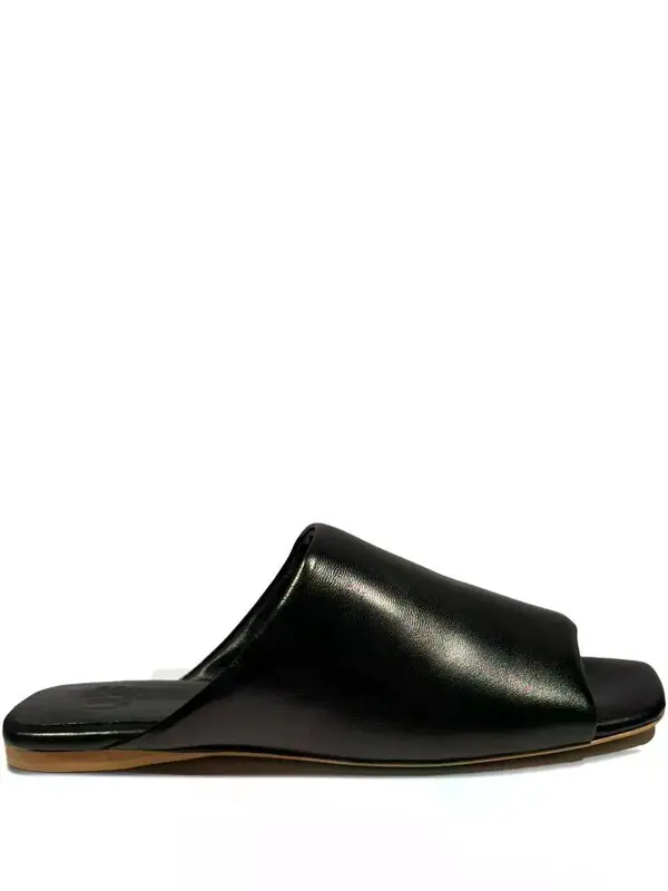LA ROSE Nappa Sabot Sandals - Black