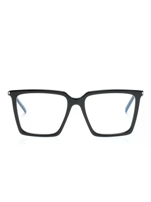 Saint Laurent Logo-engraved Square-frame Glasses - Black
