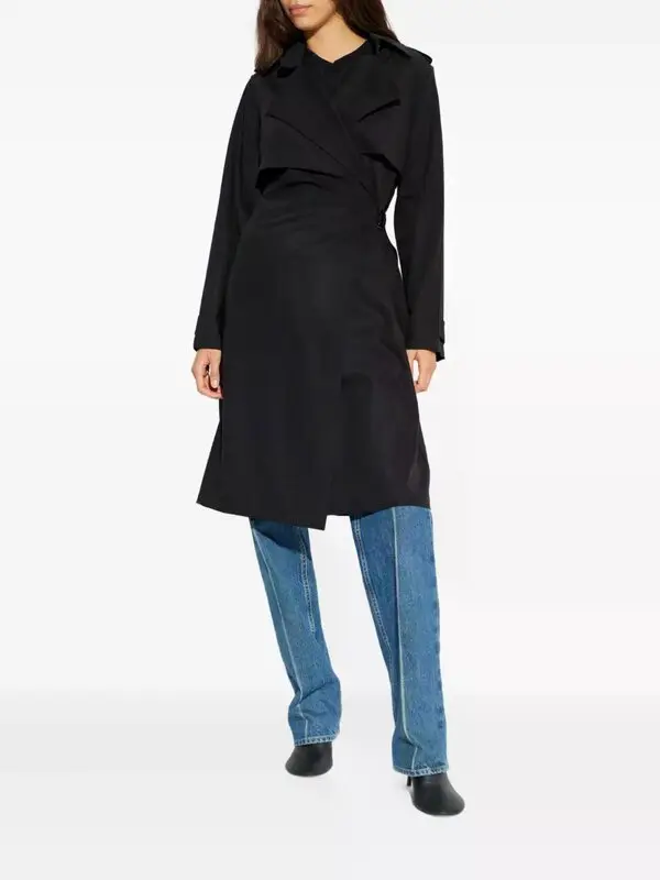 Burberry Wool Twill Midi Wrap Dress