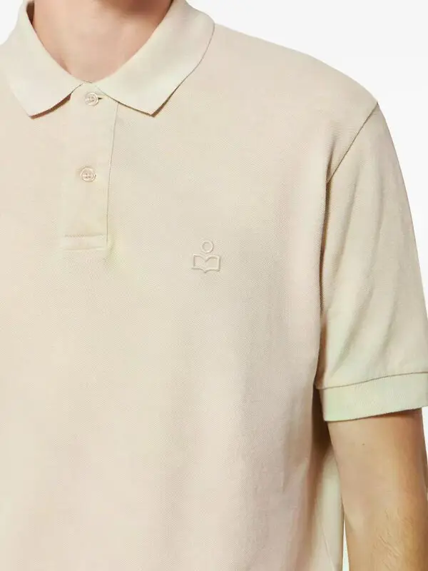 MARANT Afko Embroidered Polo Shirt - Neutrals