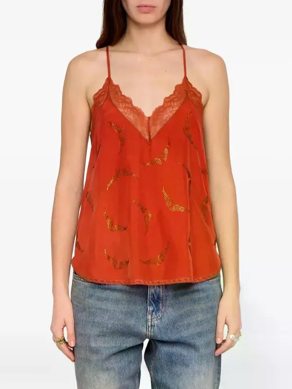 Zadig&Voltaire Christy Lace Strass Top - Orange