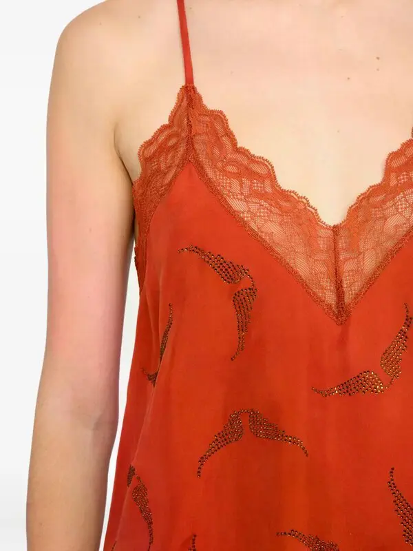 Zadig&Voltaire Christy Lace Strass Top - Orange