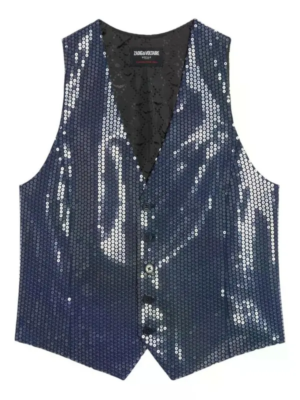 Zadig&Voltaire Sequin Embellished V-neck Waistcoat - Blue