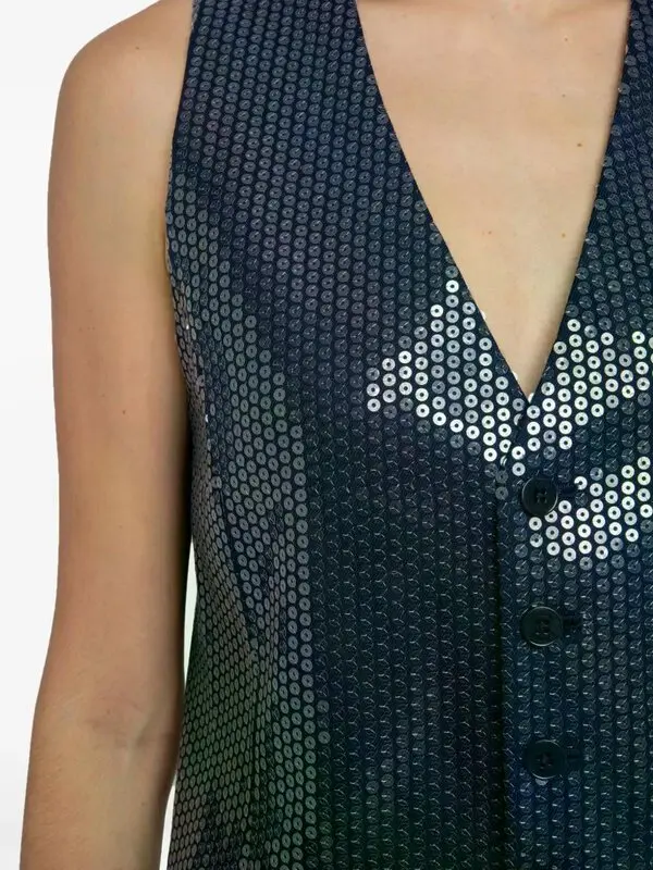 Zadig&Voltaire Sequin Embellished V-neck Waistcoat - Blue