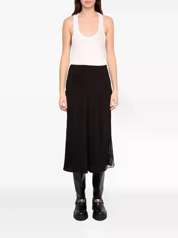 Zadig&Voltaire Lace Detail Midi Skirt - Black