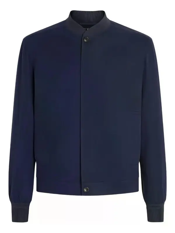 Zegna Button Cashmere Coat - Blue