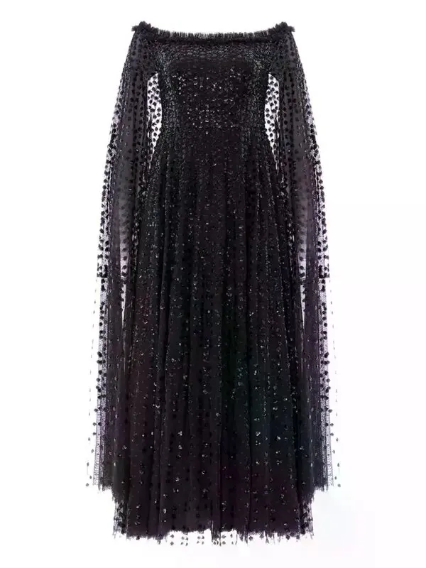 NEEDLE & THREAD Raindrop Cape-detail Midi Dress