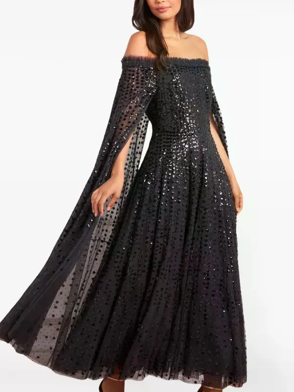 NEEDLE & THREAD Raindrop Cape-detail Midi Dress
