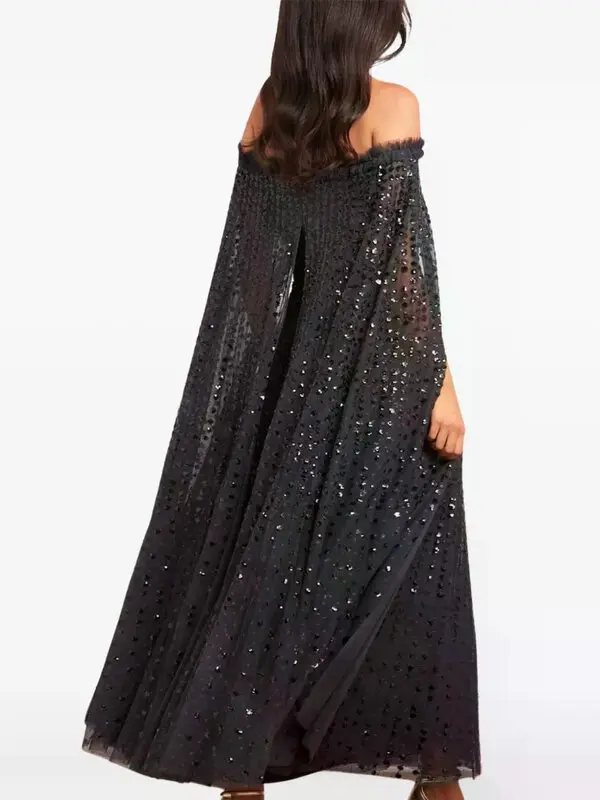 NEEDLE & THREAD Raindrop Cape-detail Midi Dress