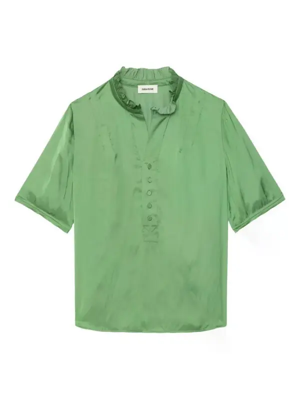 Zadig&Voltaire Topher Ruffled Button Top - Green