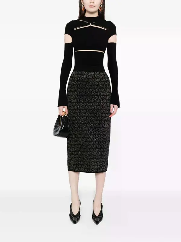 Michael Kors Logo-embroidered Midi Skirt