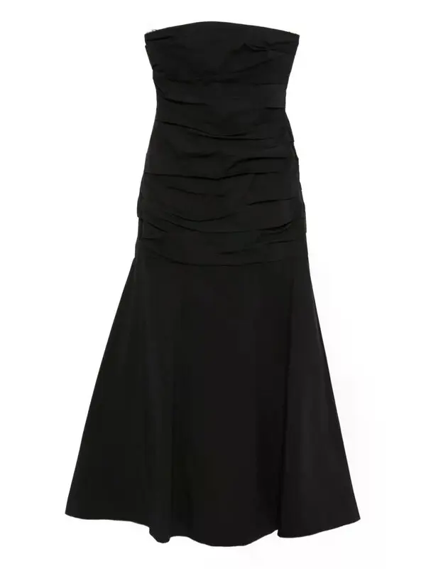 ST. AGNI Gathered Strapless Maxi Dress - Black