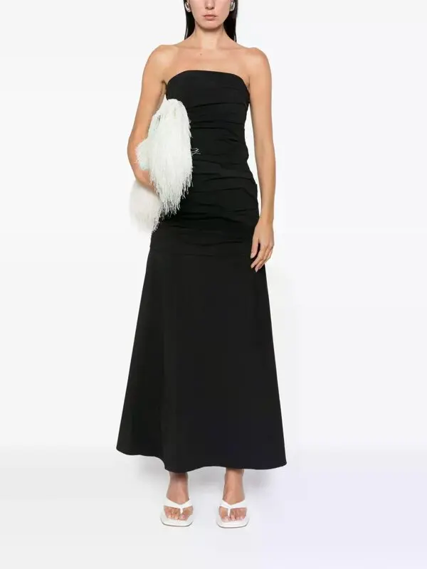 ST. AGNI Gathered Strapless Maxi Dress - Black