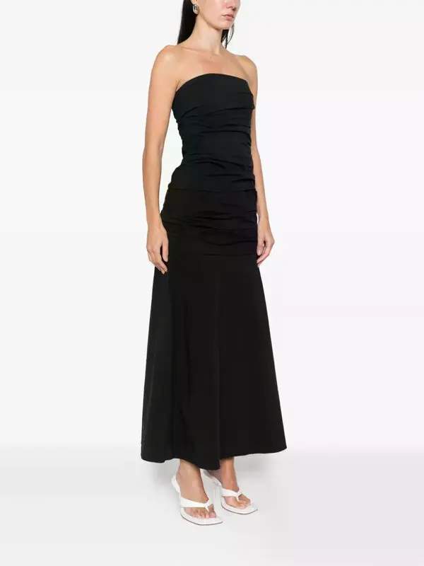 ST. AGNI Gathered Strapless Maxi Dress - Black