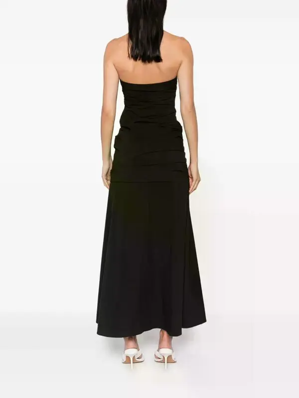 ST. AGNI Gathered Strapless Maxi Dress - Black